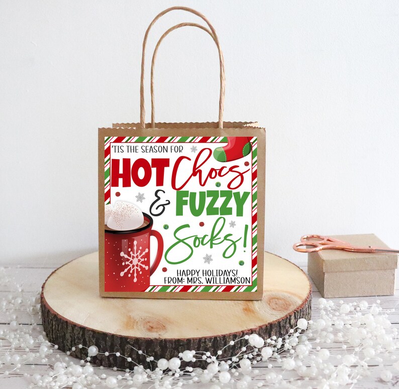 Christmas Gift Tags Hot Chocs and Fuzzy Socks Hot Chocolate - Etsy