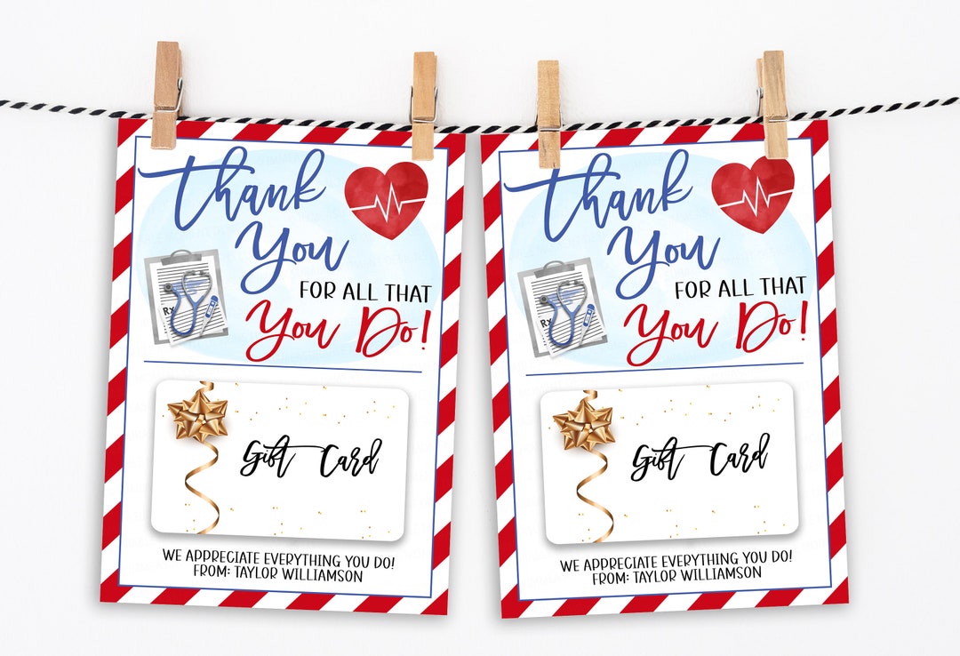 Nurse Appreciation Gift Card Holder, Editable Printable Thank You Tag ...