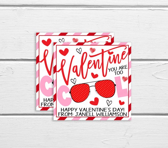 Valentine Sunglasses Gift Tags, Editable Cool Gift Tag, Valentine You ...