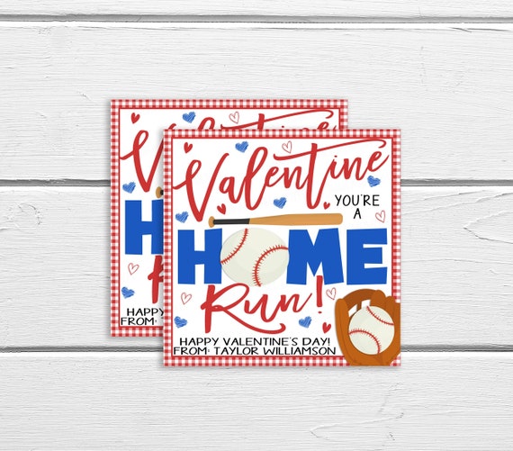 Valentine Baseball Gift Tags, Editable Sports Gift Tag, DIY Valentine ...