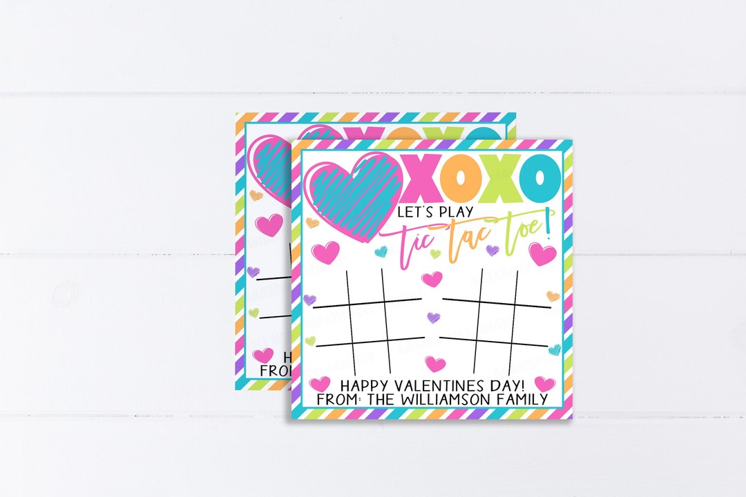 Valentine Tic Tac Toe Gift Tag, Editable Kids Valentine Tag, Game Candy ...