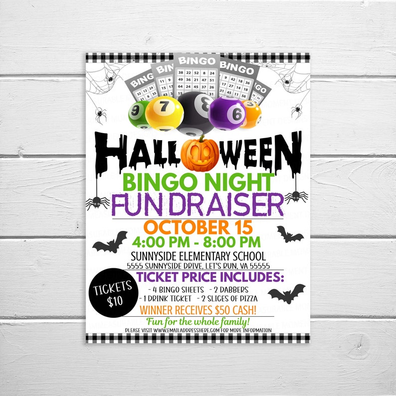 Halloween Bingo Night Flyer, Editable Printable Halloween Invitation ...