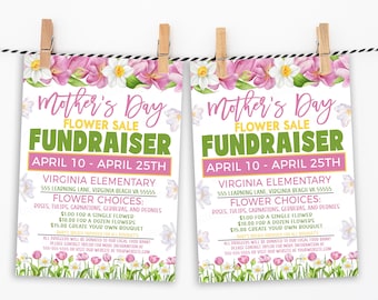 EDITABLE Mother's Day Flower Fundraiser Flyer, Printable Invite ...