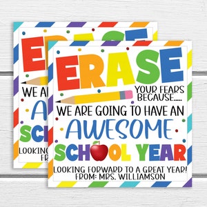 Back to School Eraser Gift Tags, Eraser Your Fears Going to Be an ...