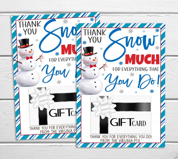 Christmas Appreciation Gift Card Holder, Thank You Snow Much, Employee ...