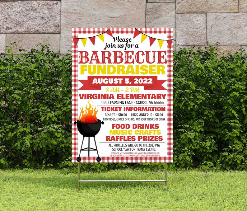BBQ Fundraiser Flyer, Barbecue Editable Printable Invitation, Burger ...