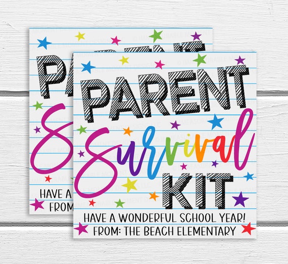 Parent Survival Kit Gift Tag Printable First Day Back to - Etsy
