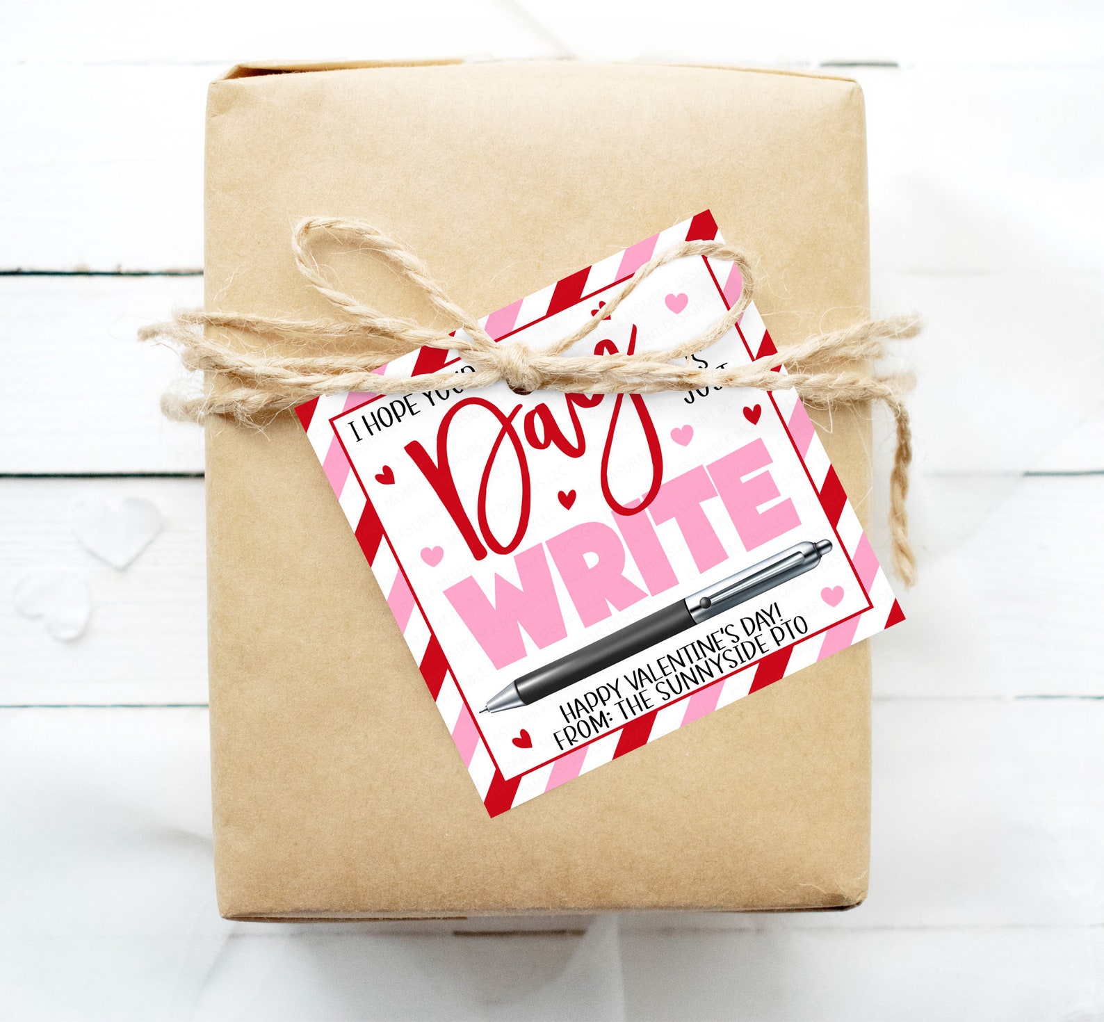 Valentine Pen Gift Tags, Hope Your Day is Just Write, Valentine's Day ...