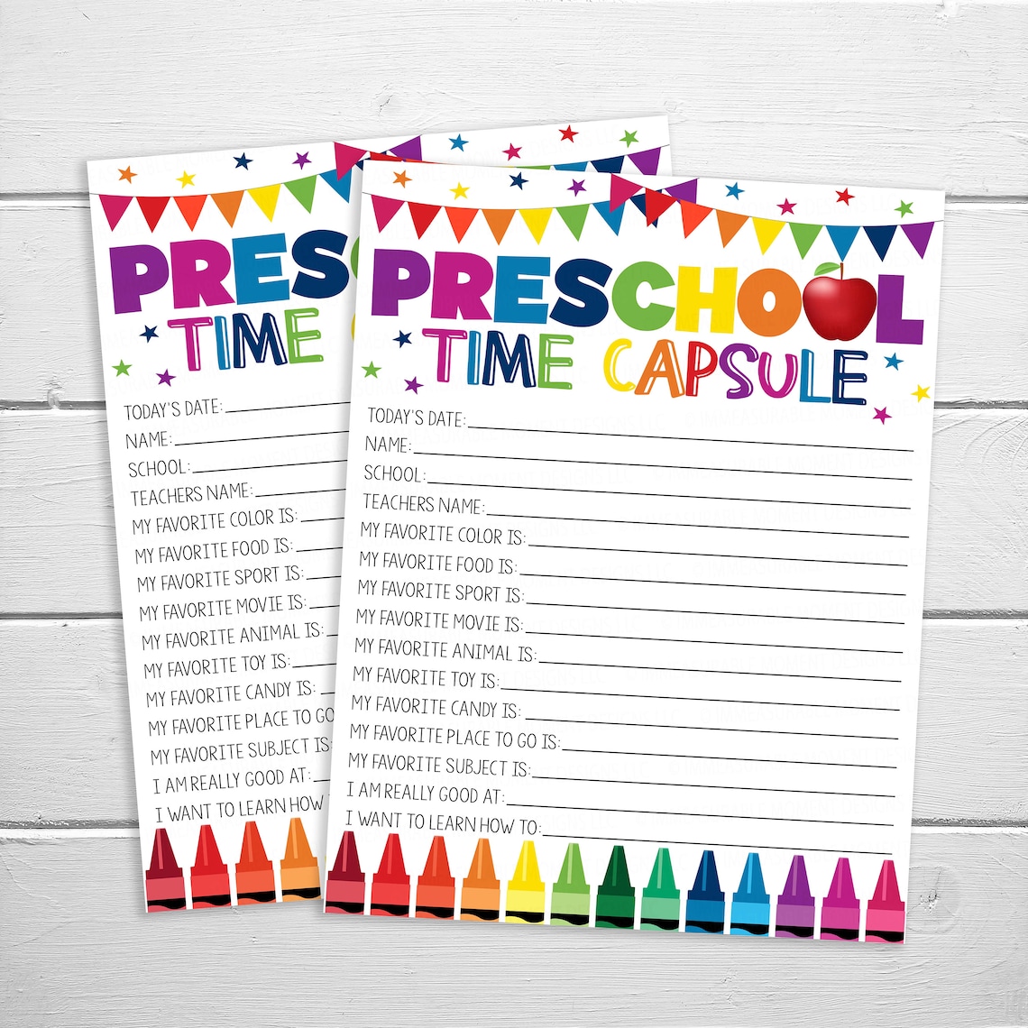 Preschool Time Capsule Printable, Pre-k Kids Student Memory Sheet ...