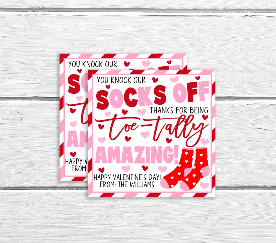 Valentine's Day Sock Gift Tags, Editable Fuzzy Socks, Mani Pedi Gift ...