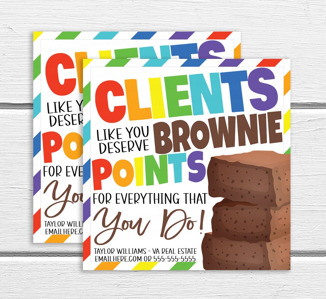 Client Appreciation Gift Tags, Clients Deserve Brownie Points Label ...