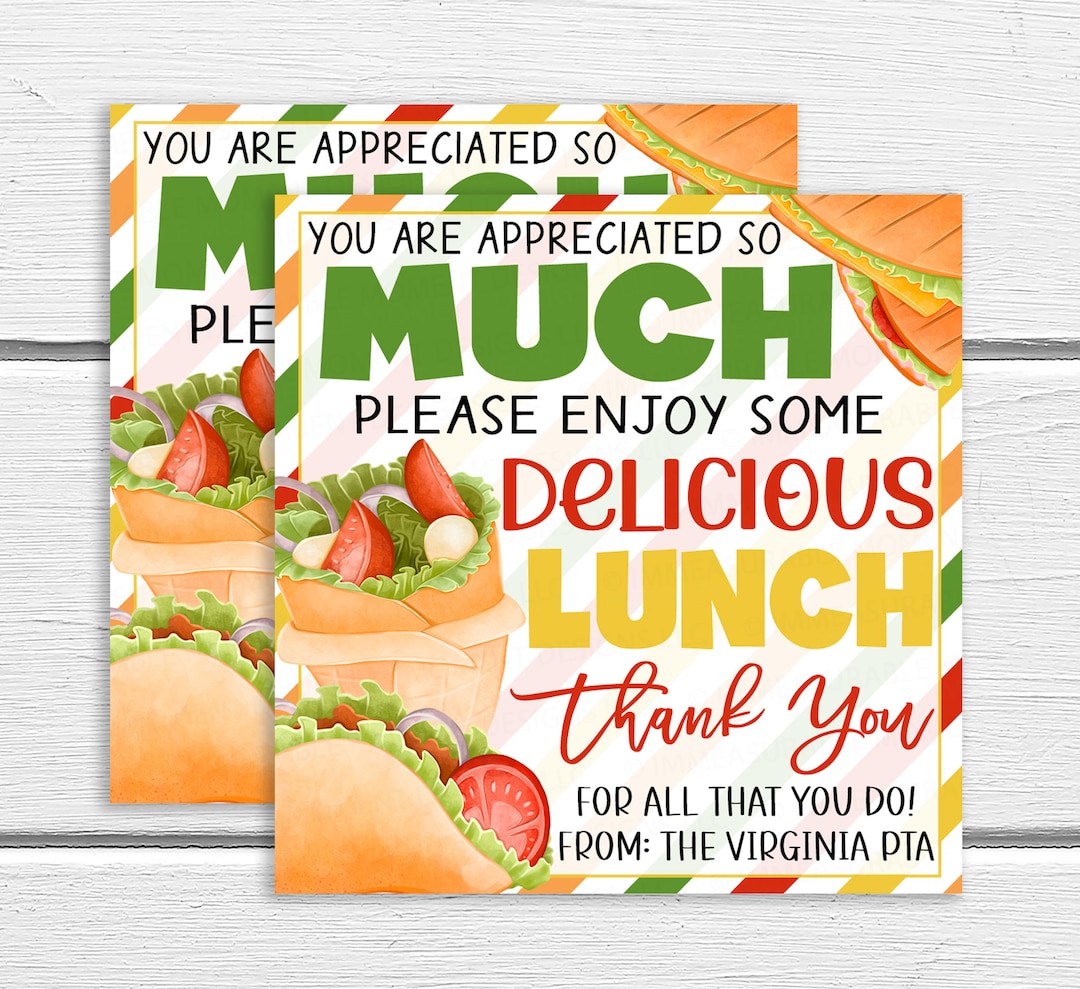 Lunch Appreciation Gift Tag, Appreciated so Much Enjoy Delicious Lunch ...