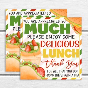 Lunch Appreciation Gift Tag, Appreciated so Much Enjoy Delicious Lunch ...