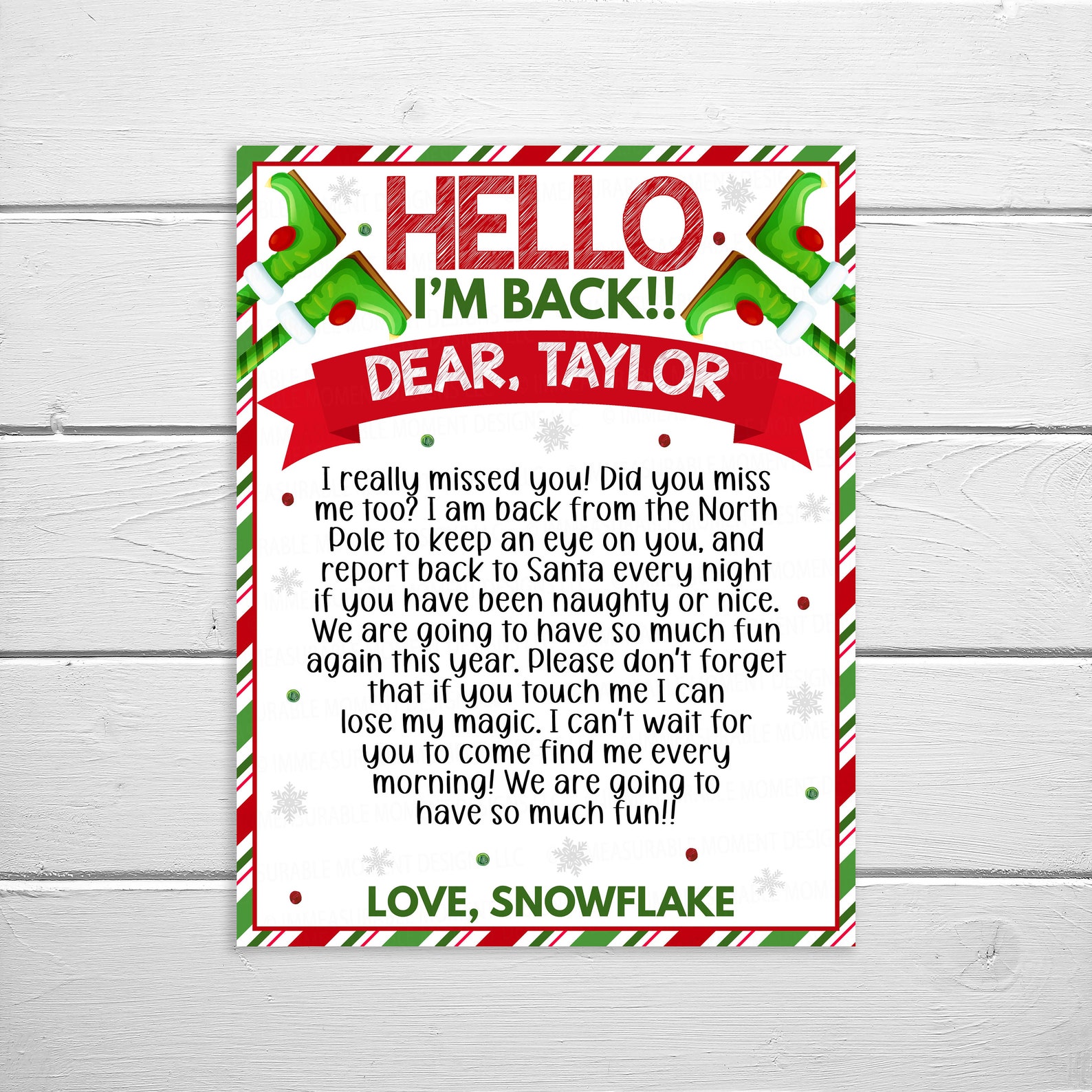 Editable Hello Elf Letter Welcome Note Letter I'm Back - Etsy