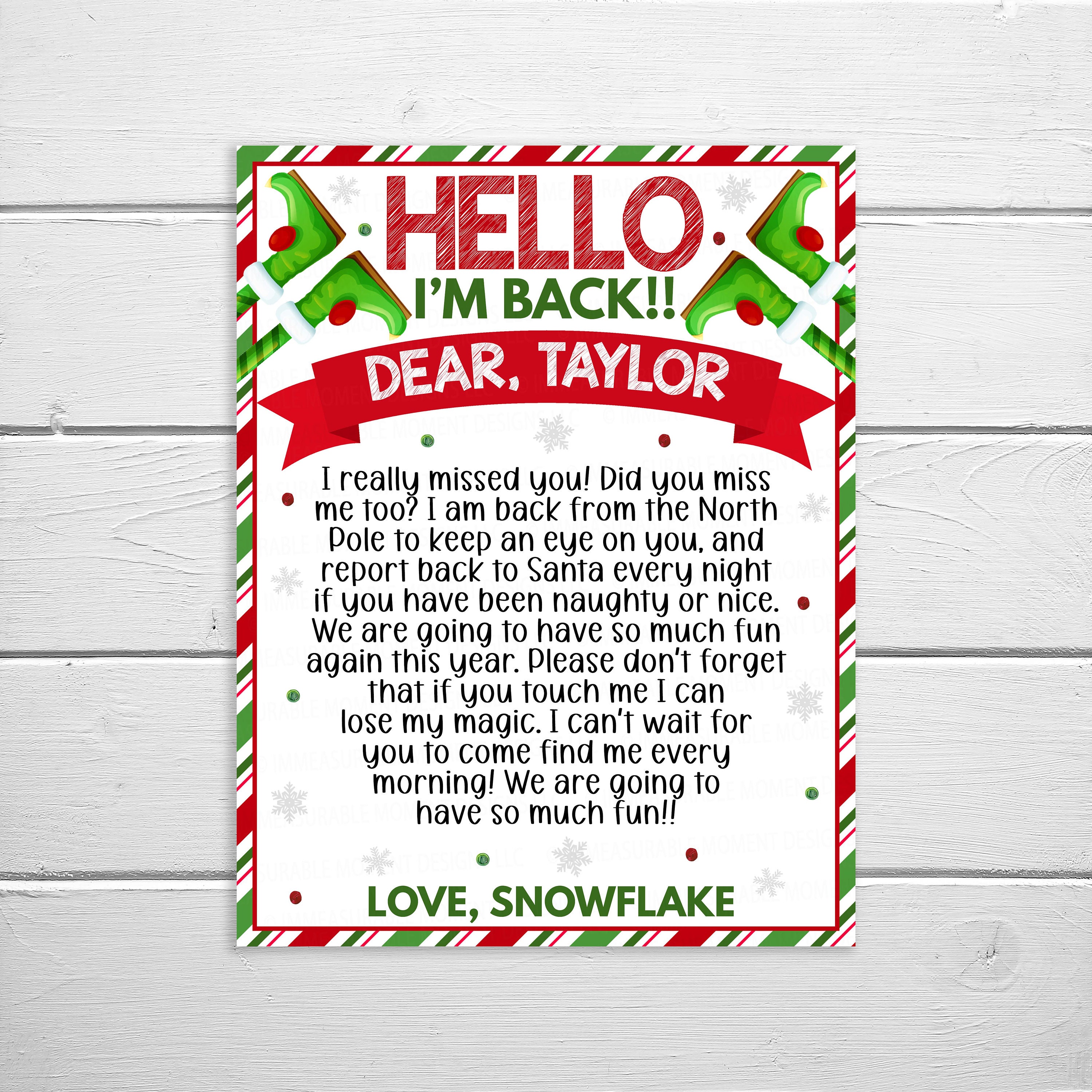 Editable Hello Elf Letter Welcome Note Letter I'm Back - Etsy