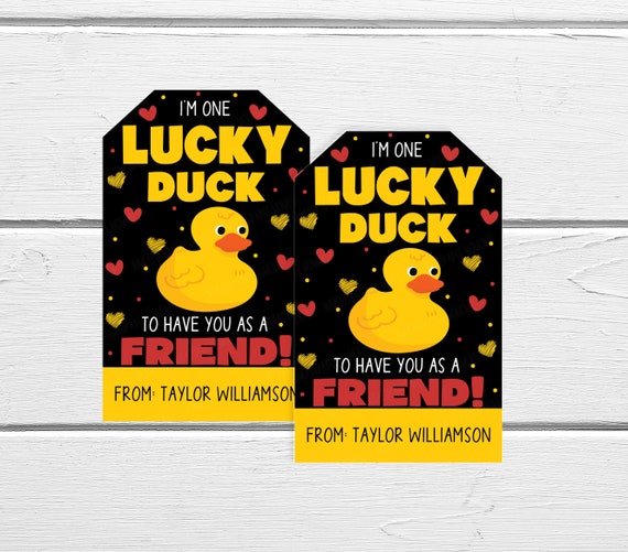 Rubber Duck Gift Tag, Editable Valentine Daycare Preschool School Early ...