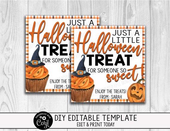 EDITABLE Little Treat Halloween Gift Tag, Treat For Someone Sweet Favor ...