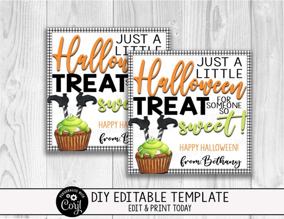 EDITABLE Little Treat Halloween Gift Tag, Treat For Someone Sweet Favor ...