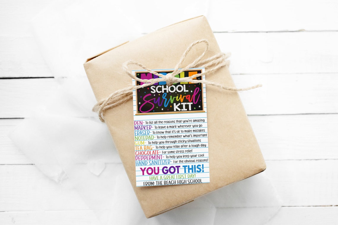 Middle School Survival Kit Gift Tag Gift for Teachers Staff - Etsy