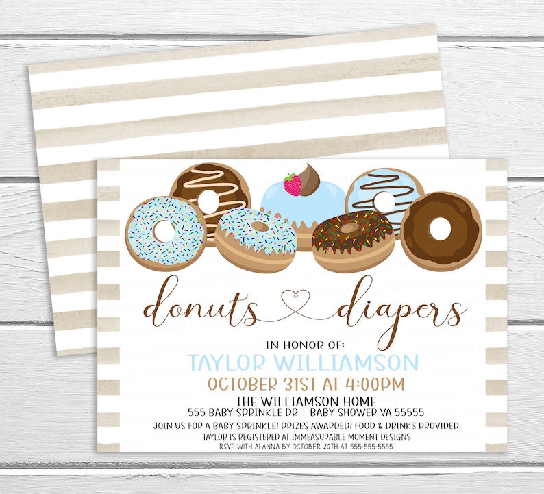 Baby Boy Donuts and Diapers Invitation Blue Sprinkle Invite - Etsy