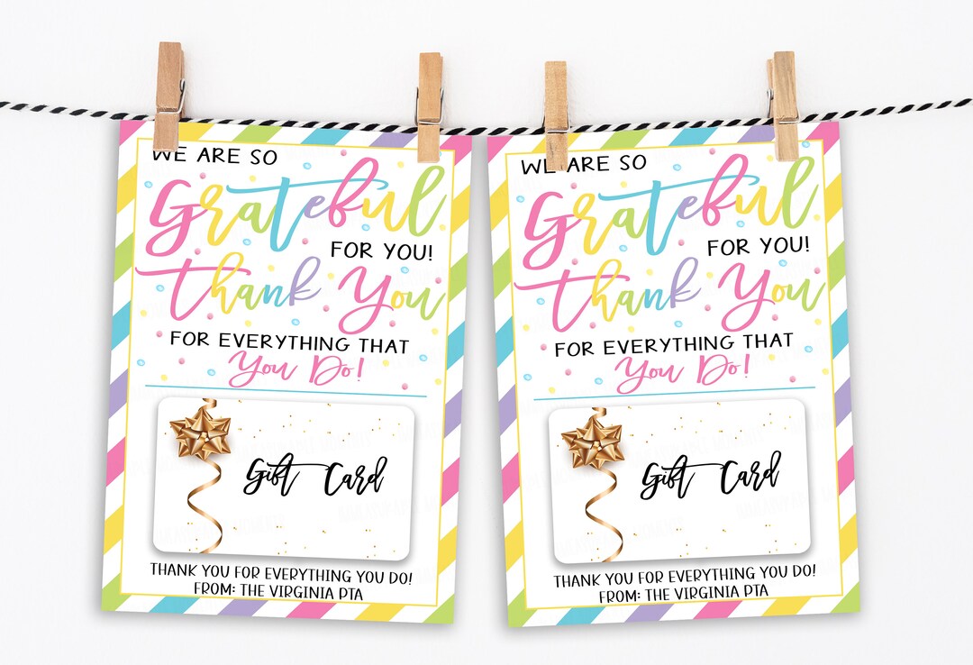 Appreciation Gift Card Holder, Grateful for You, Thank You Employee ...