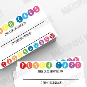 Reward Punch Card Colorful Circles for Children - Etsy