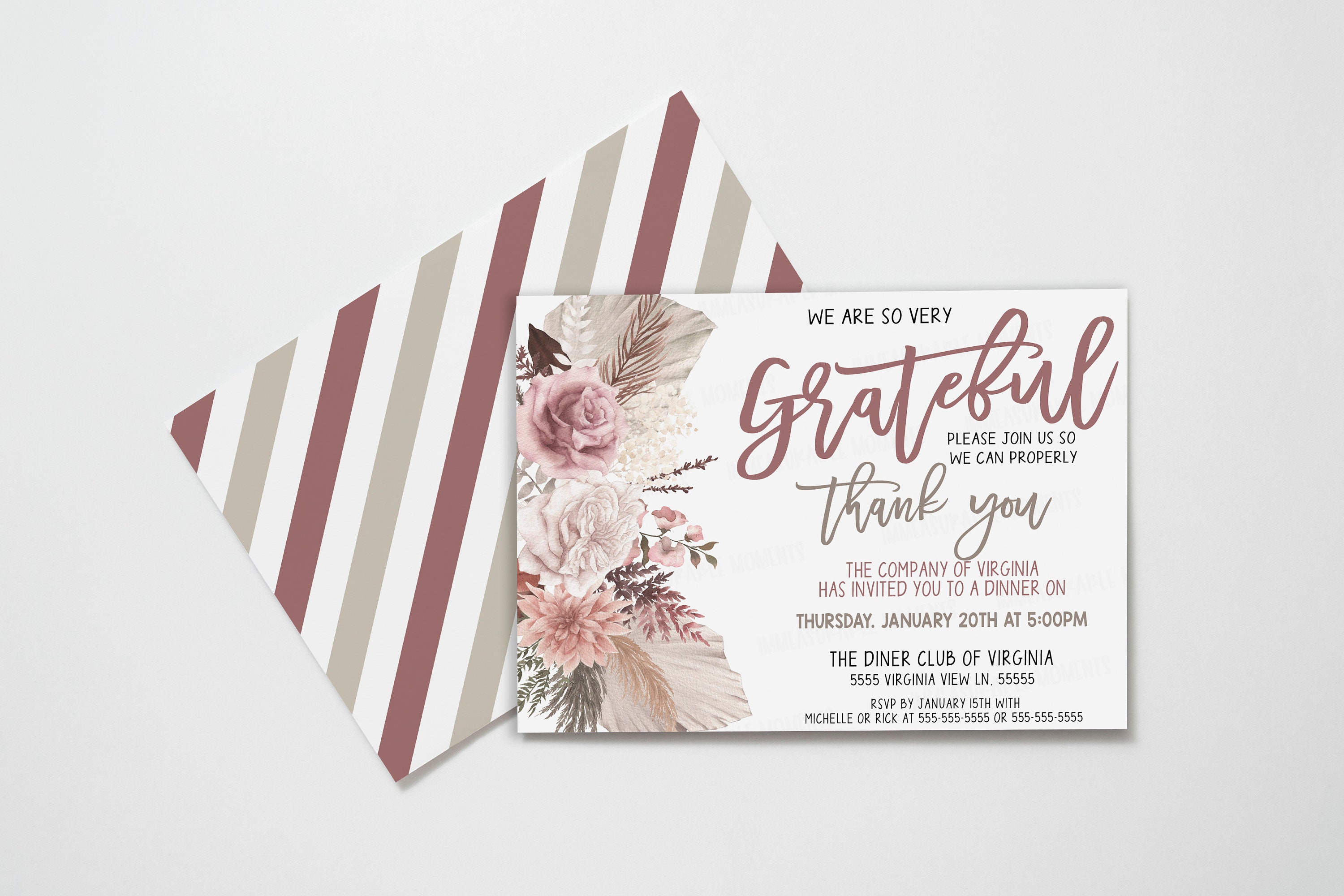 Appreciation Dinner Lunch Invitation Editable Grateful Staff - Etsy