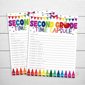 Second Grade Time Capsule Printable, 2nd Grade Student Memory Sheet ...