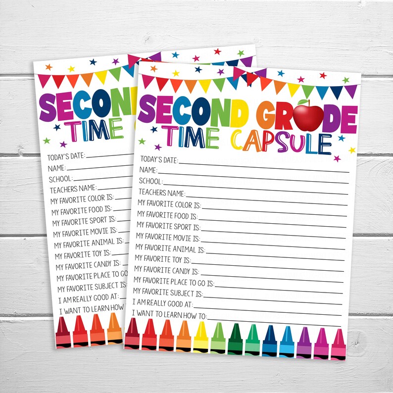 Second Grade Time Capsule Printable, 2nd Grade Student Memory Sheet ...
