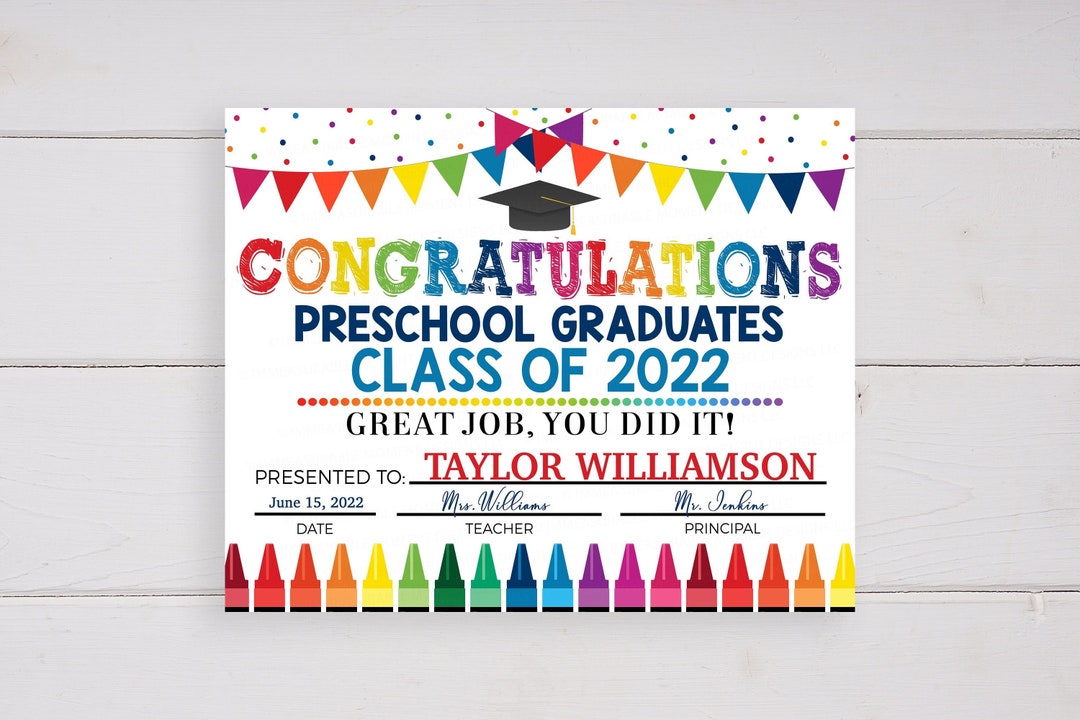 Editable Graduation Certificate Diploma Any Grade Kindergarten ...