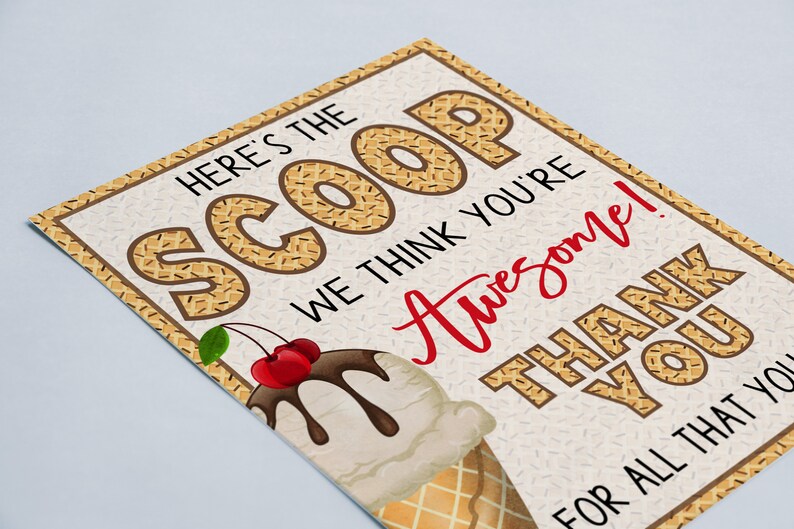 Ice Cream Sign Here's the Scoop You're Awesome - Etsy