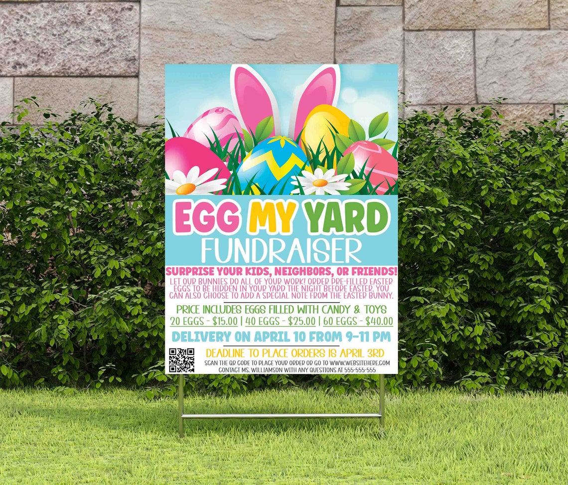 Easter Egg My Yard Fundraiser Flyer, Editable Egg My Yard Activity ...