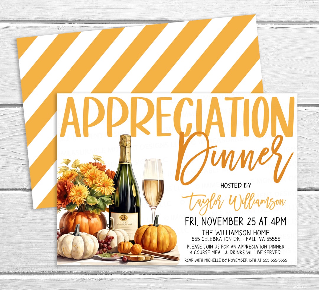 Thanksgiving Appreciation Invitation, Fall Appreciation Dinner Invite ...