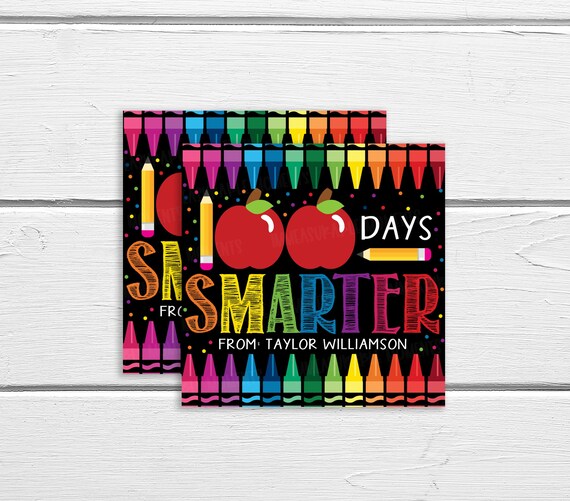 100 Days Smarter Gift Tag, Editable 100th Days Of School Tag, PTA PTO ...