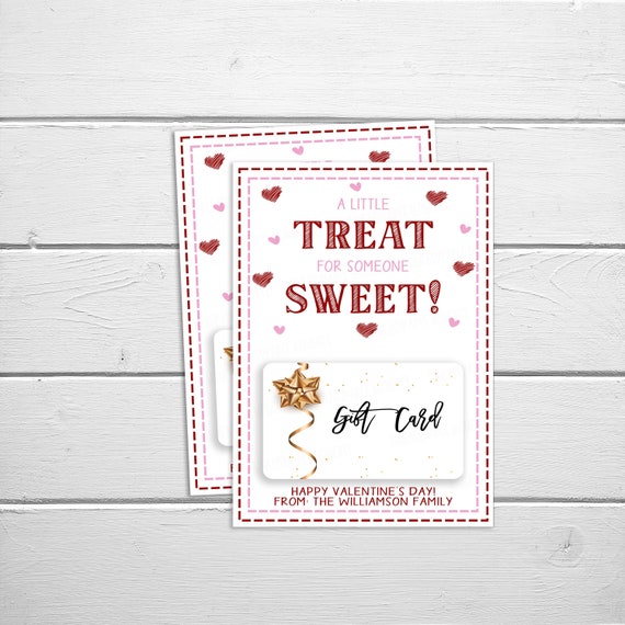 Valentine Treat Gift Card Holder, Editable Sweet Treat Thank You Gift ...