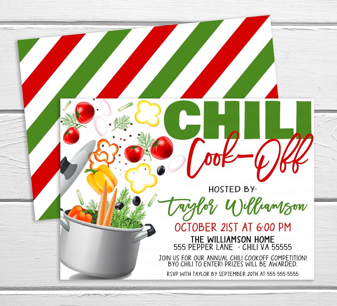 EDITABLE Chili Cook-off Invitation Tasting Cook off Party - Etsy