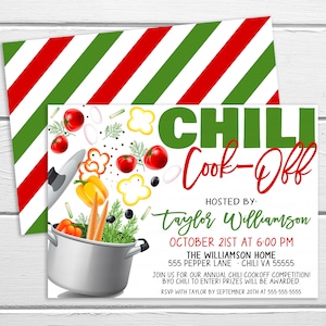 EDITABLE Chili Cook-off Invitation, Tasting Cook off Party Invite Event ...