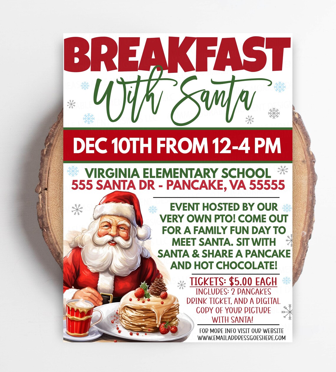 Breakfast With Santa Flyer, Pancakes & Pictures With Santa Fundraiser ...