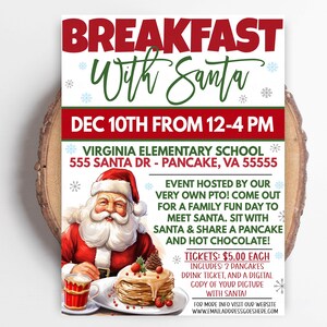 Breakfast With Santa Flyer, Pancakes & Pictures With Santa Fundraiser ...