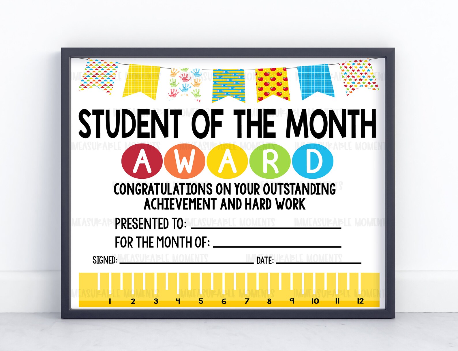 Student of the Month Ruler Award Certificate. Digital Download - Etsy