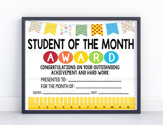 Student of the Month Ruler Award Certificate. Digital Download by ...