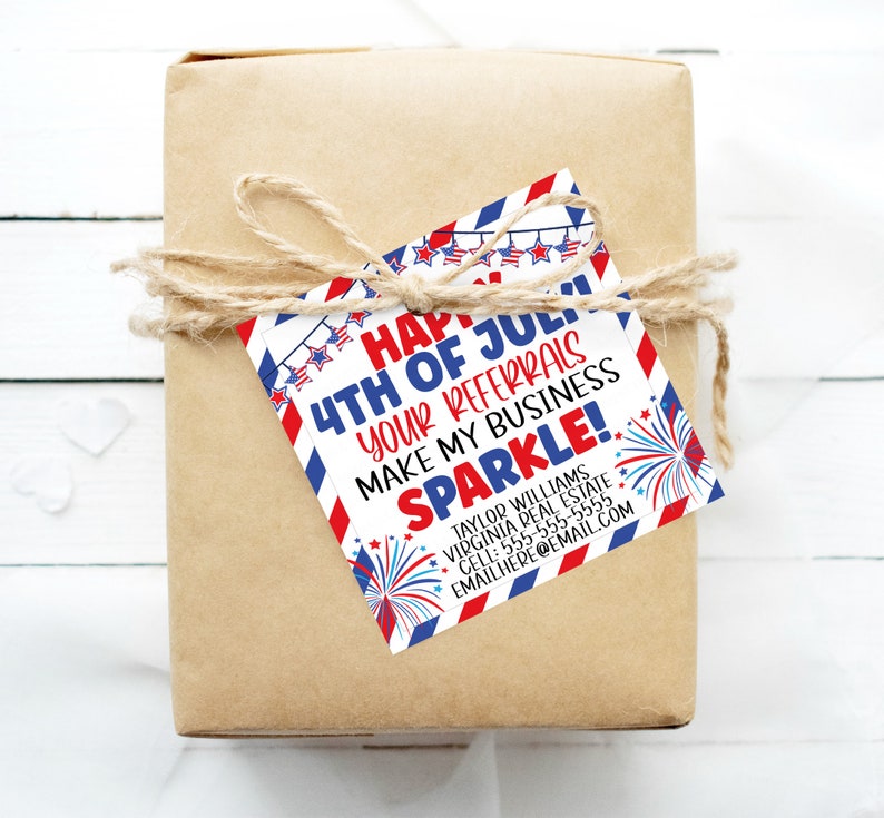 Fourth of July Pop by Tags Realtor Pop-by Editable Printable - Etsy