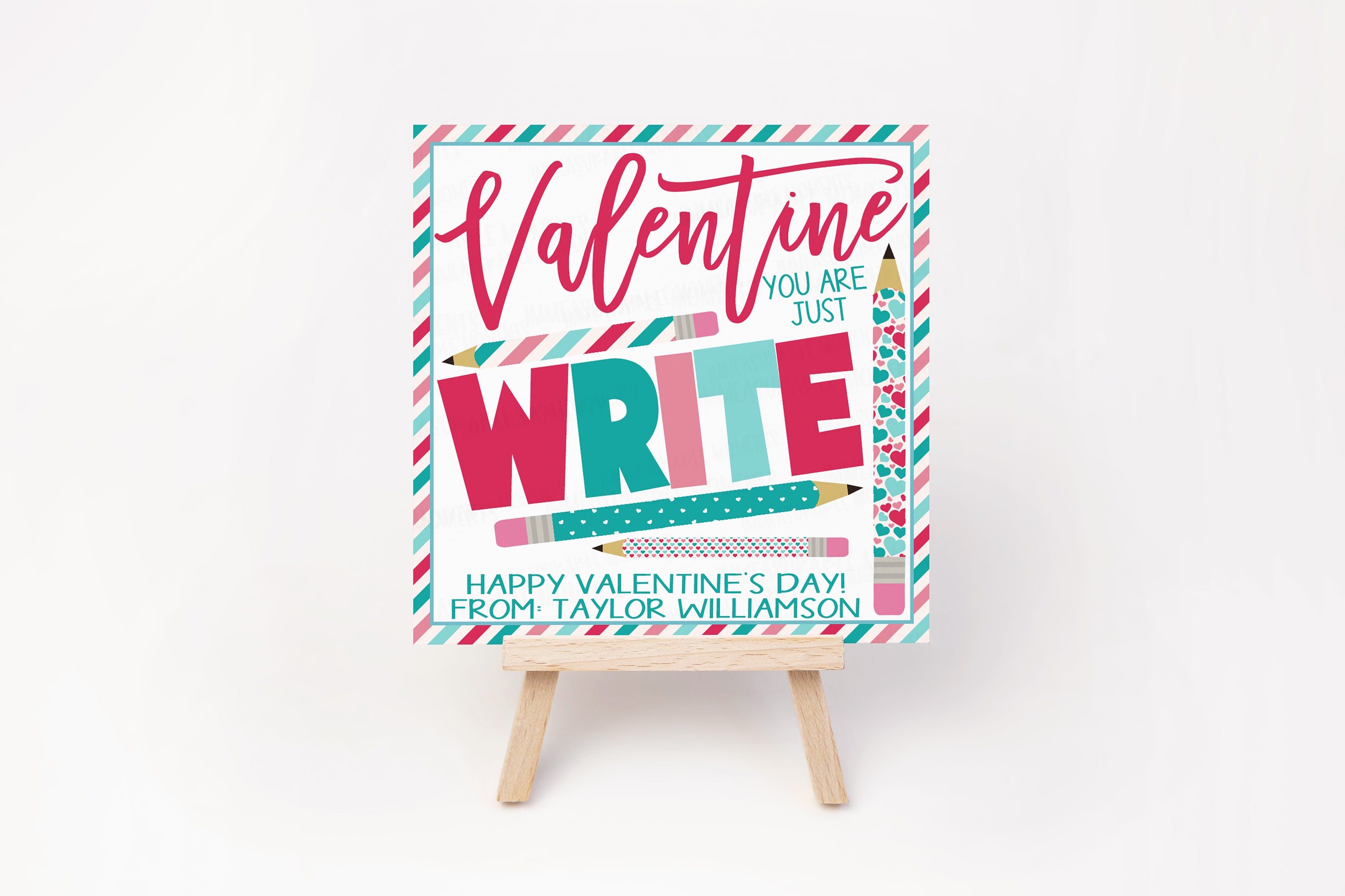 Valentine Pencil Gift Tags, Editable You Are Just Write Gift Tag, Kids ...