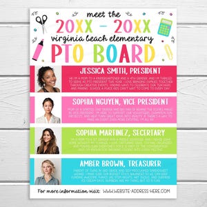 Meet the PTO PTA Flyer, Editable Printable Board Introduction, Officer ...