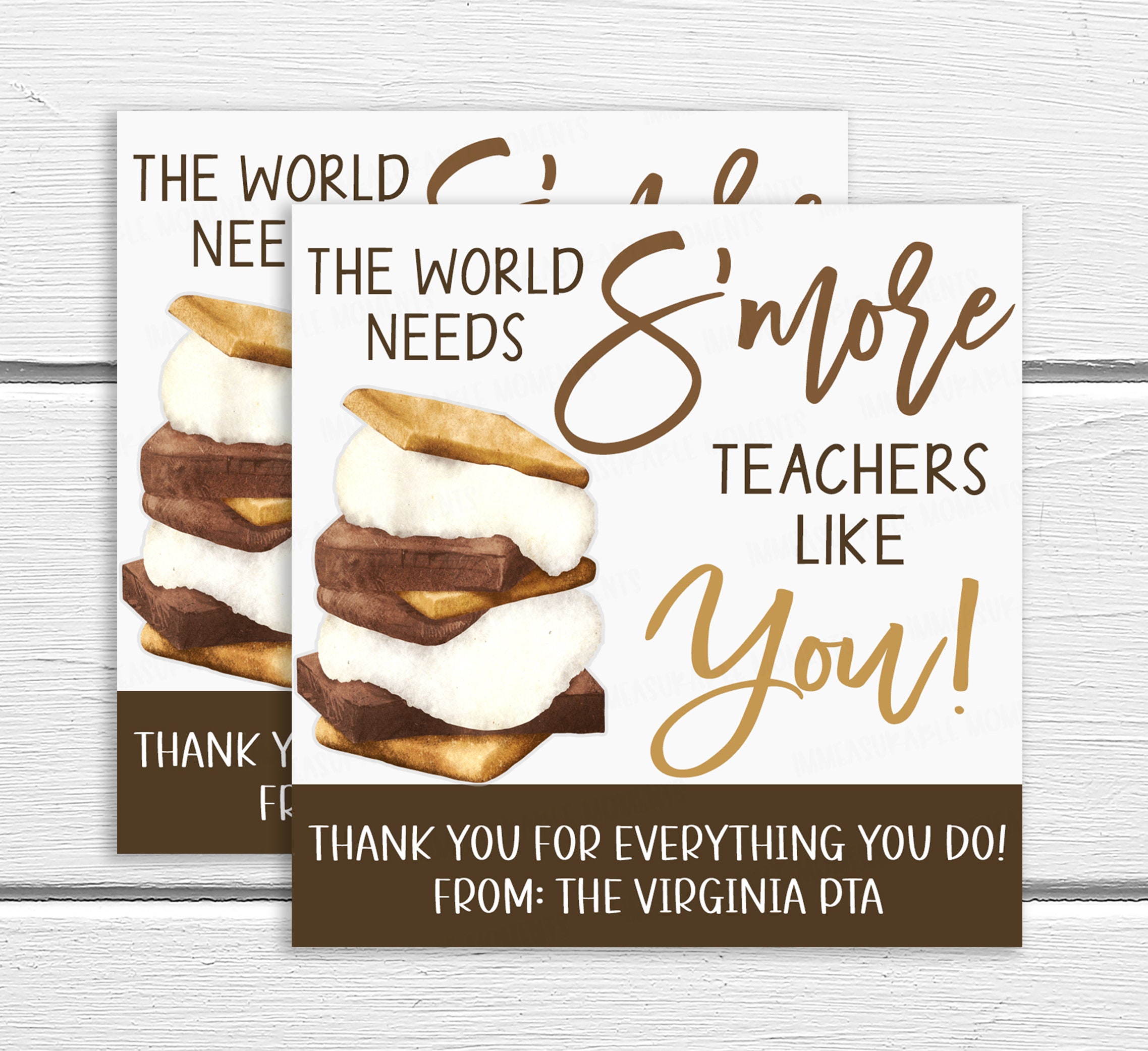 S'more Appreciation Gift Tag, the World Needs S'more Teachers Like You ...