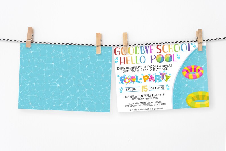 Goodbye School Hello Pool Invitation End of School Year Party - Etsy