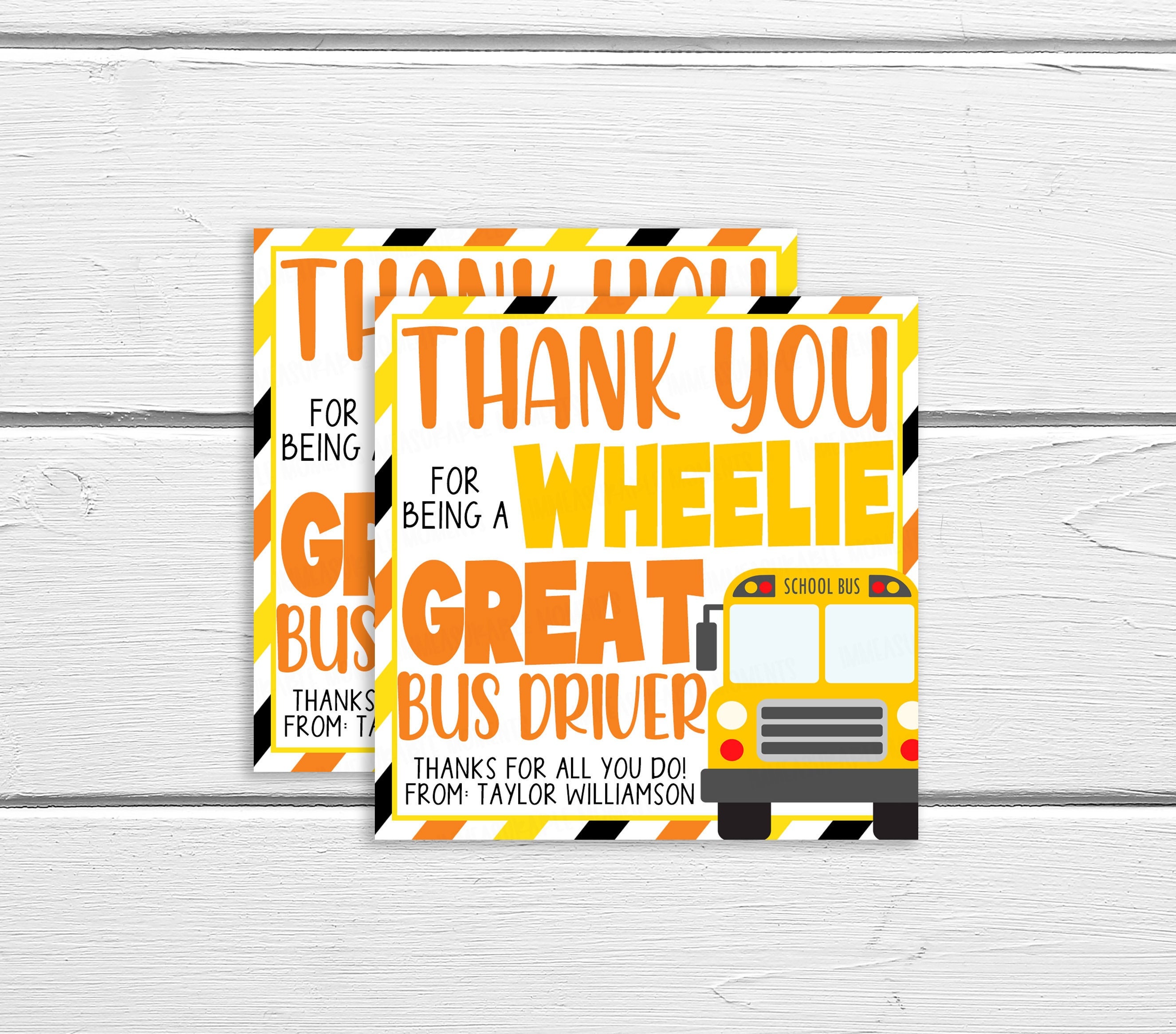 Bus Driver Appreciation Gift Tag, Thank You for Being A Wheelie Great ...