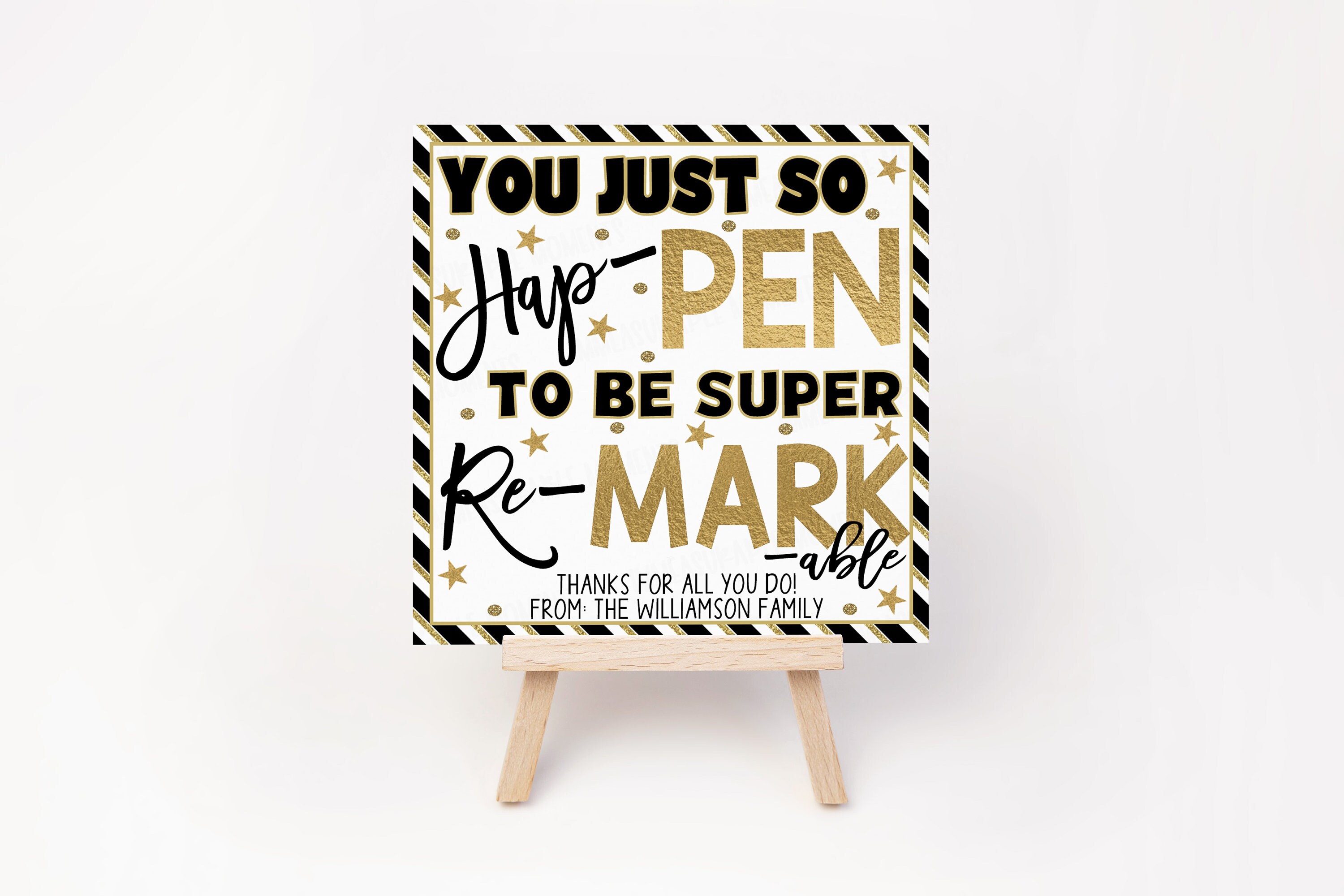 Pen Thank You Gift Tag Hap-pen to Be Re-mark-able Teacher - Etsy