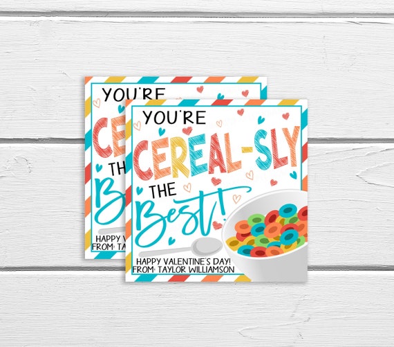 Cereal Gift Tags, Appreciation Label, Editable Cereal Tag, You're ...