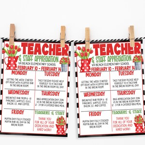 Valentine Teacher Appreciation Schedule Itinerary, Editable School ...